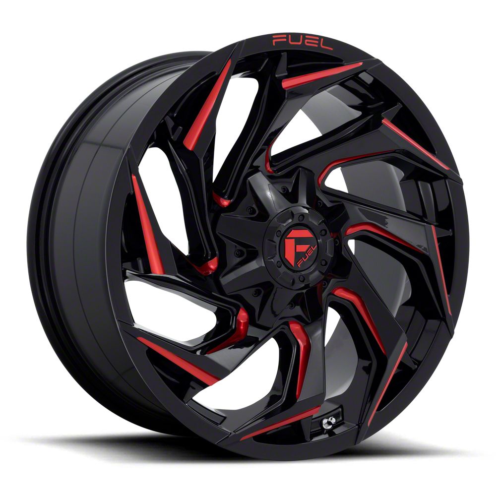 Fuel Wheels Yukon Reaction Gloss Black Milled with Red Tint 6-Lug Wheel ...