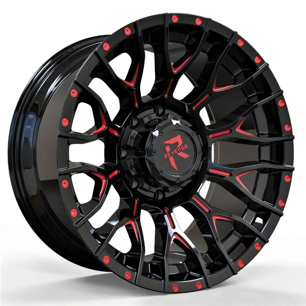 Revenge Off-Road Wheels Tundra RV-201 Black and Red Milled 5-Lug Wheel ...