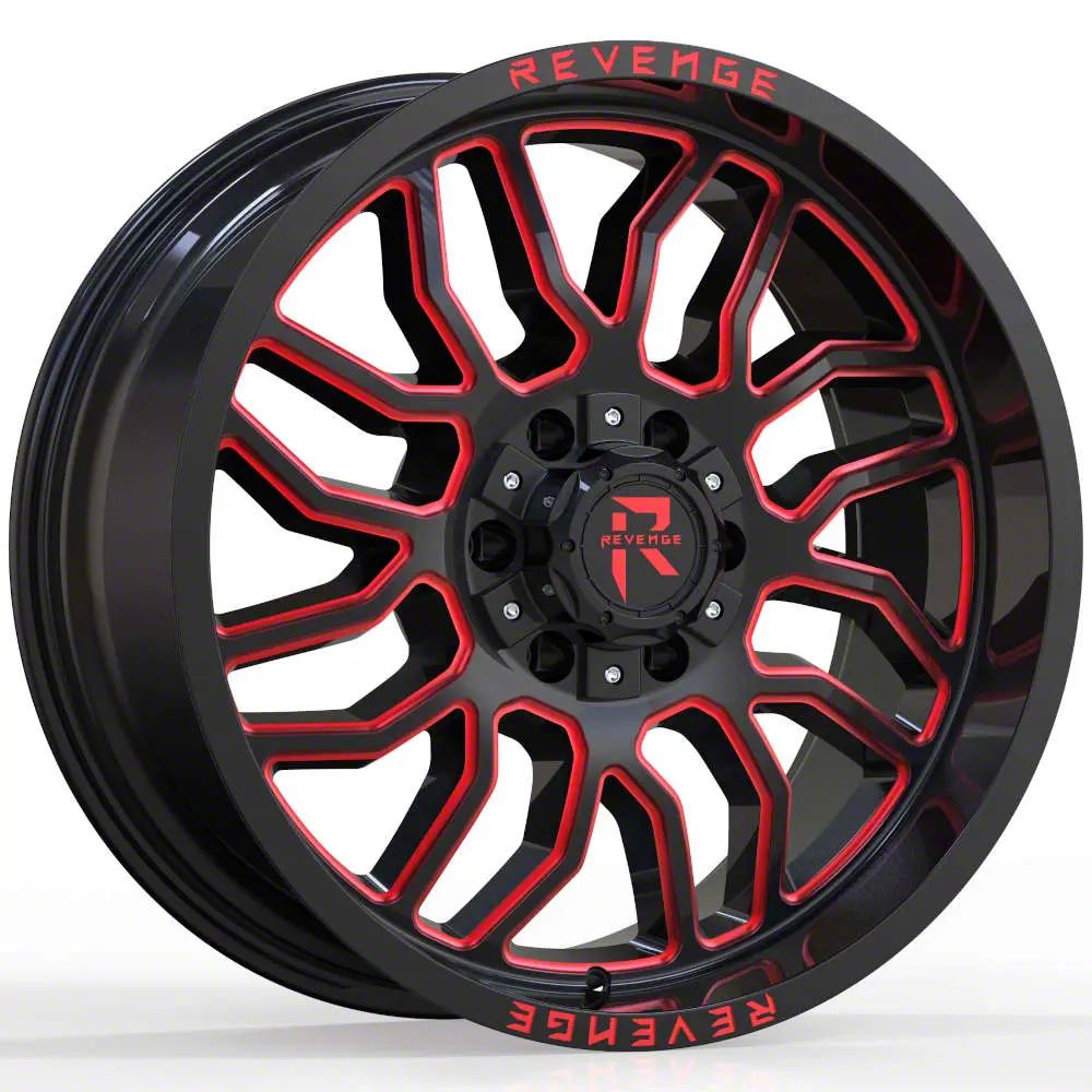 Revenge Off-Road Wheels Jeep Wrangler RV-205 Black and Red Milled Wheel ...