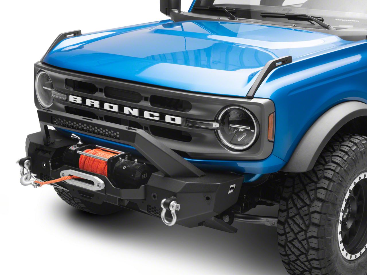 Barricade Bronco HD Stubby Winch Mount Front Bumper with LED Fog Lights ...
