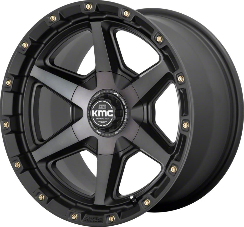 KMC Bronco Signal Satin Black with Gray Tint 6-Lug Wheel; 17x9; 18mm ...