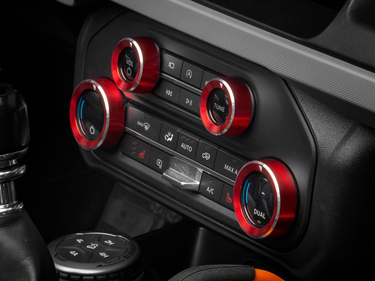 RedRock Bronco Billet 4-Piece Console Switch Cover Set; Red FB20467 (21 ...