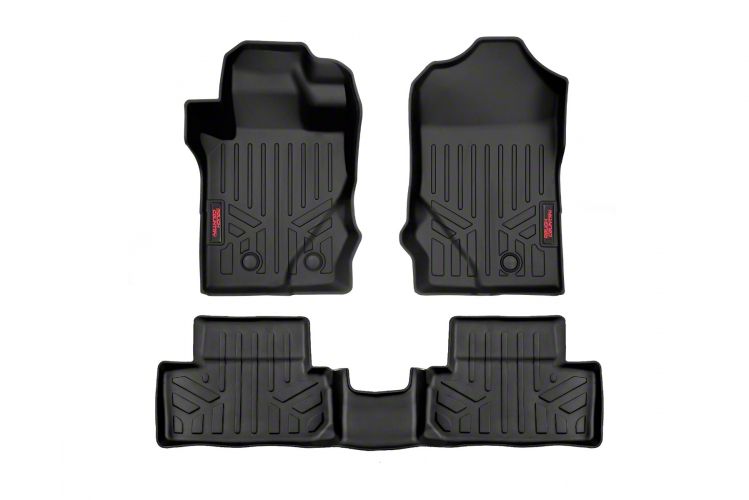 Rough Country Bronco Heavy Duty Front and Rear Floor Mats; Black M ...