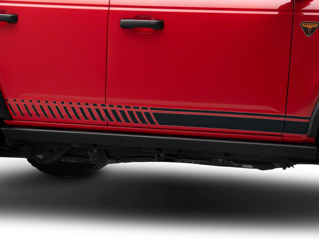 SEC10 Bronco Dashed Rocker Stripes; Matte Black FB29268 (21-24 Bronco ...