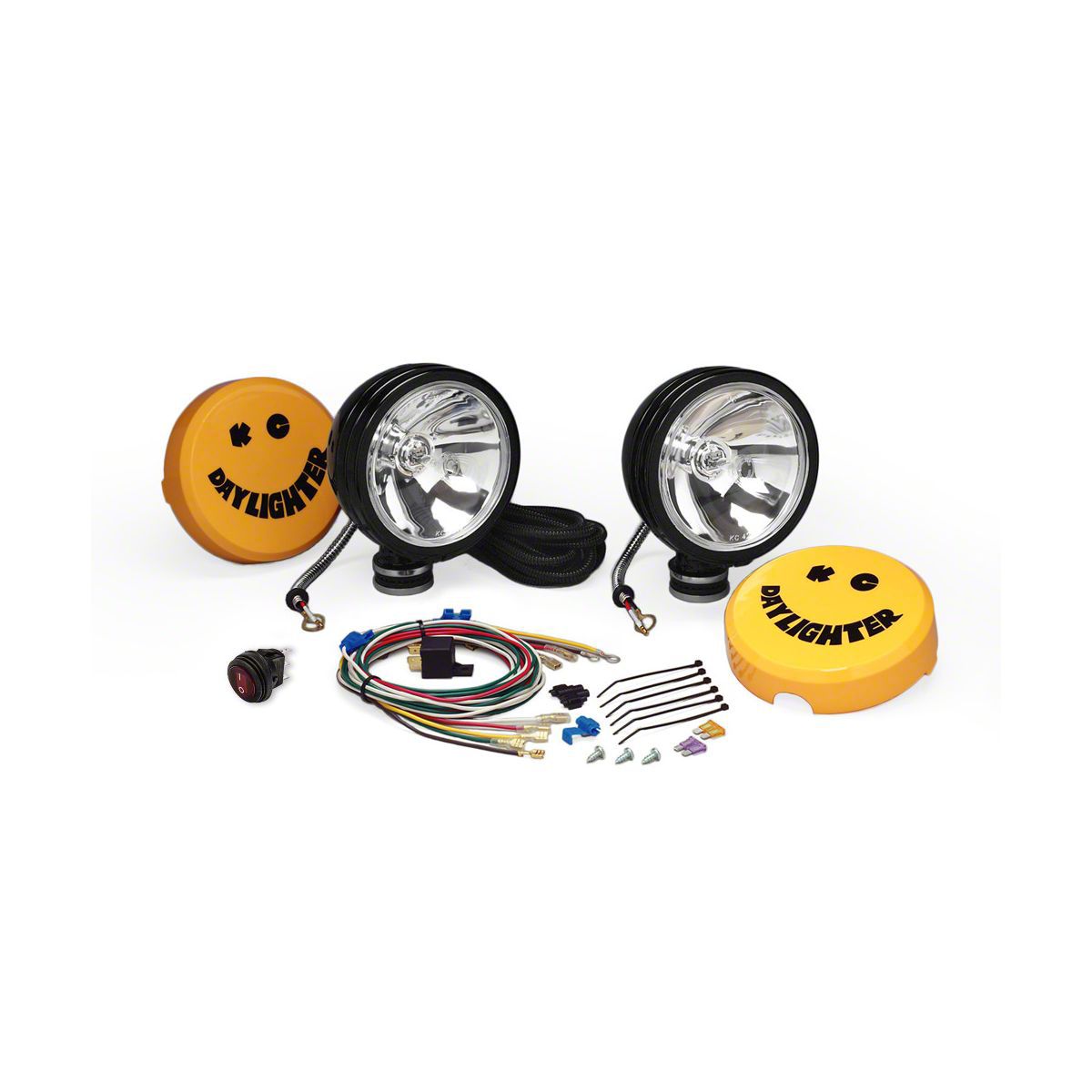 KC HiLiTES Bronco 6-Inch Black Daylighter Round Halogen Lights; 100W ...