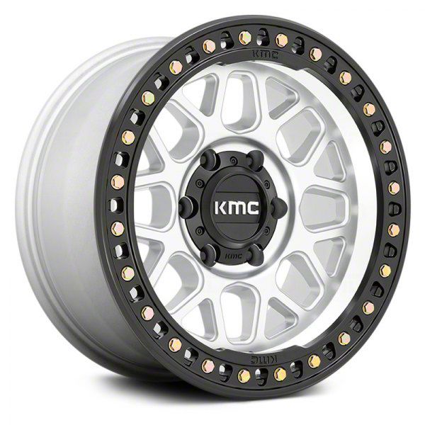 KMC Bronco GRS Machined with Satin Black Lip 6-Lug Wheel; 18x9; 18mm ...