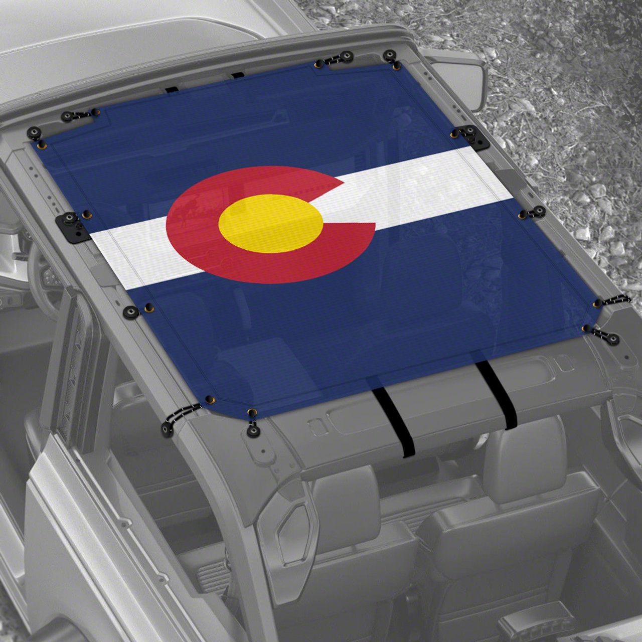 4x4 Attitude Bronco Sunshade; Colorado Flag S302-1FB2D (21-24 Bronco 2 ...