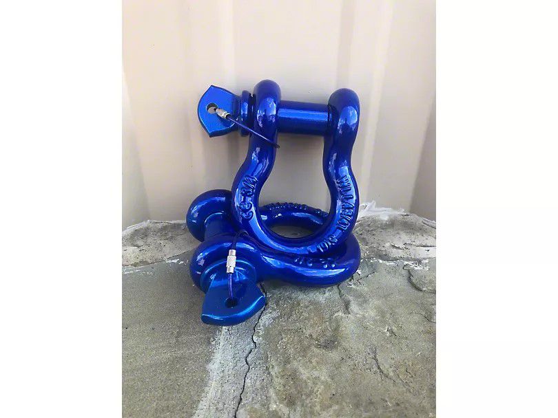 Bronco 3/4-Inch D-Ring Shackles; Ocean Blue - Free Shipping