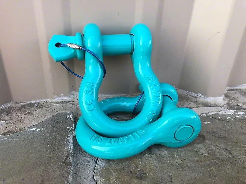 Bronco 3/4-Inch D-Ring Shackles; Tropical Breeze Teal - Free Shipping
