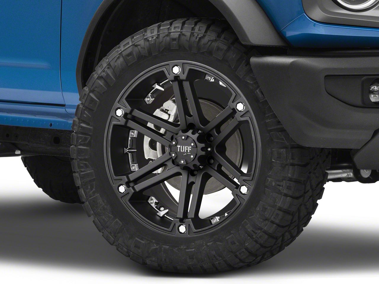 Tuff A.T. Bronco T01 Flat Black with Chrome Inserts 6-Lug Wheel; 20x9 ...