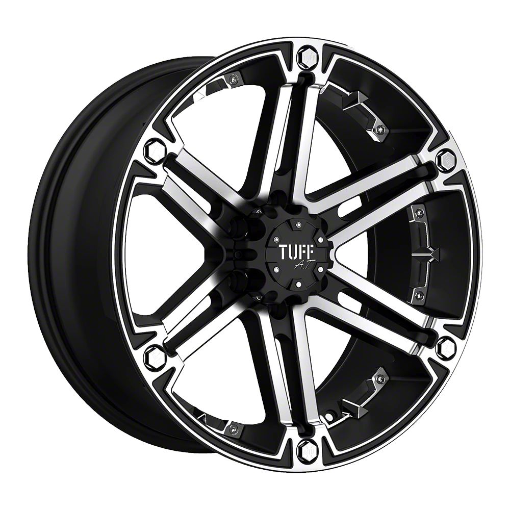 Tuff A.T. Bronco T01 Flat Black with Machined Face 6-Lug Wheel; 17x8 ...