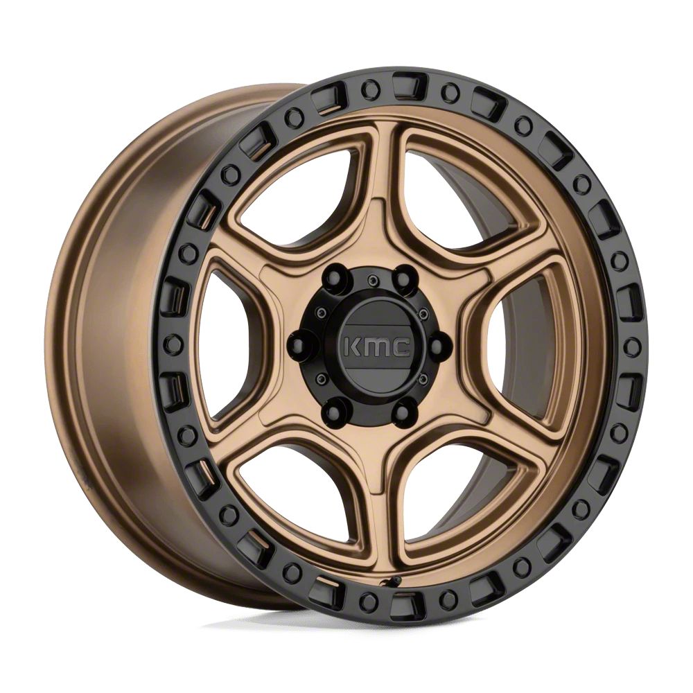 KMC Bronco Portal Satin Bronze with Satin Black Lip 6-Lug Wheel; 18x8.5 ...
