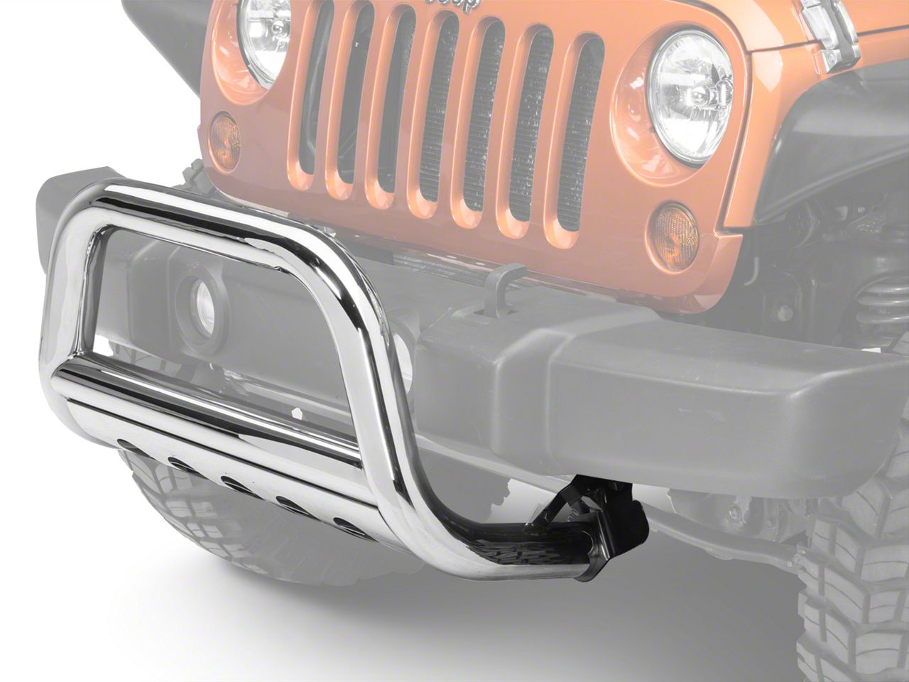 Barricade Jeep Wrangler 3-Inch Bull Bar with Skid Plate; Stainless ...