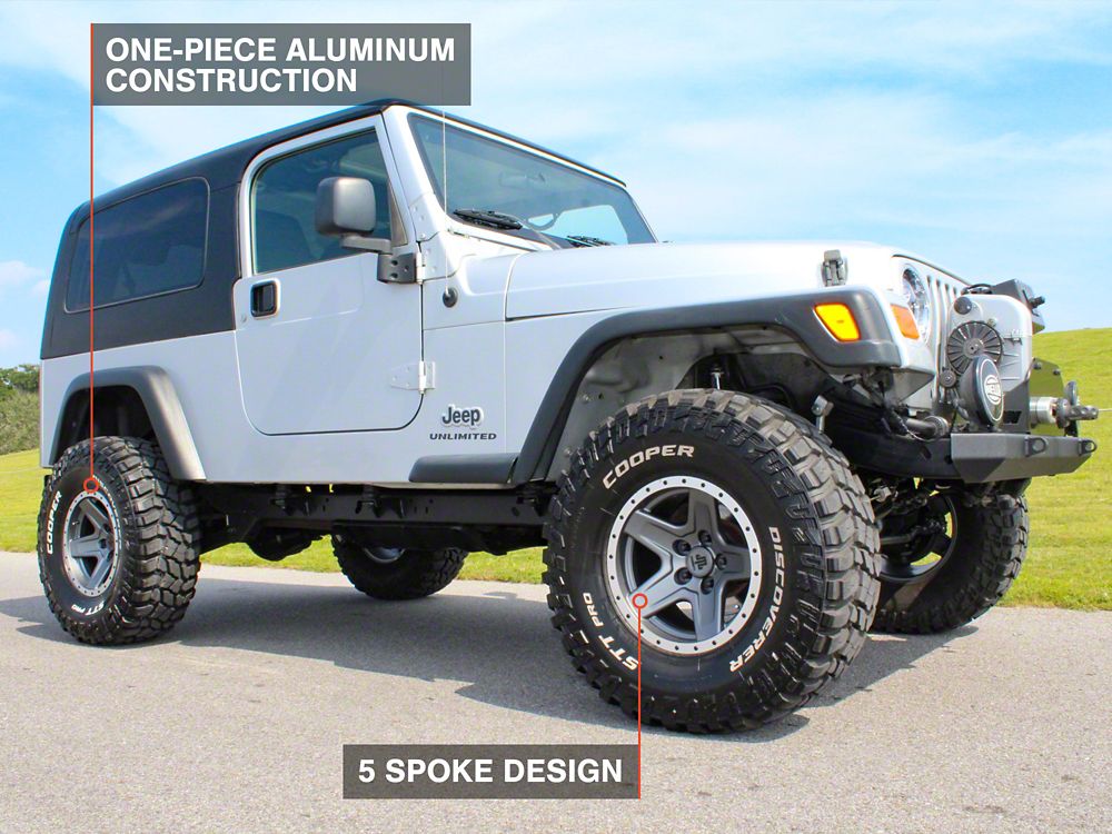 Mammoth Boulder Simulated Beadlock Style Charcoal Wheel; 15x8 (84-01 ...