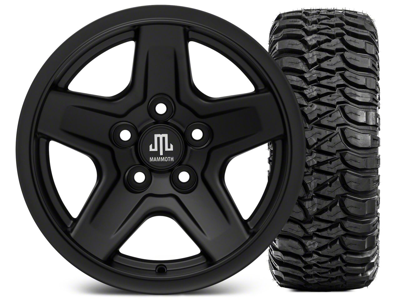 Mammoth Jeep Wrangler Boulder Black 15x8 Wheel & Mickey Thompson Baja ...