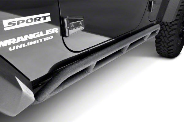 DV8 Offroad Jeep Wrangler Steel Rock Guard/Sliders; Black SRSOTB-01 (07 ...