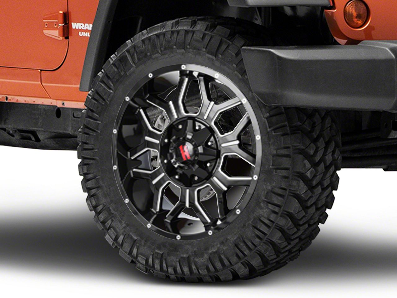 Havok Off-Road Jeep Wrangler H-106 Black Machined Wheel; 20X9 ...