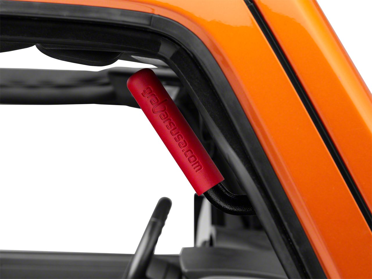 GraBars Jeep Wrangler Front Grab Handles; Red Grips 1001R (07-18 Jeep ...