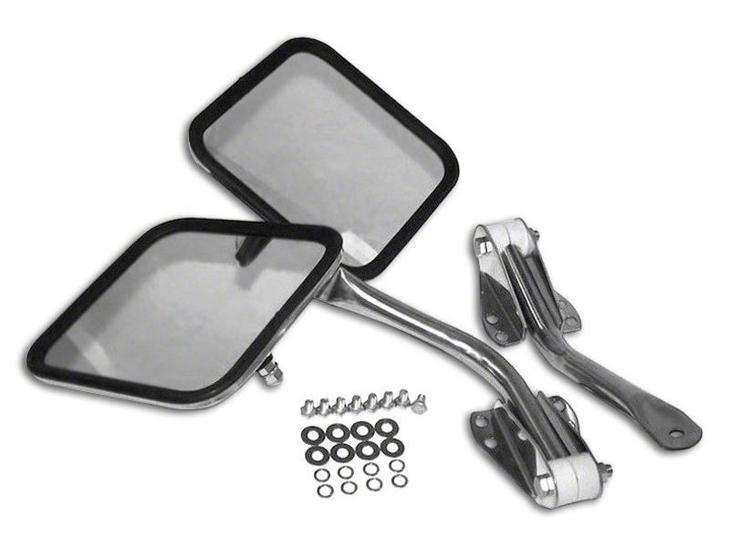 Jeep Wrangler Side Mirrors; Stainless Steel (76-95 Jeep CJ5, CJ7 ...