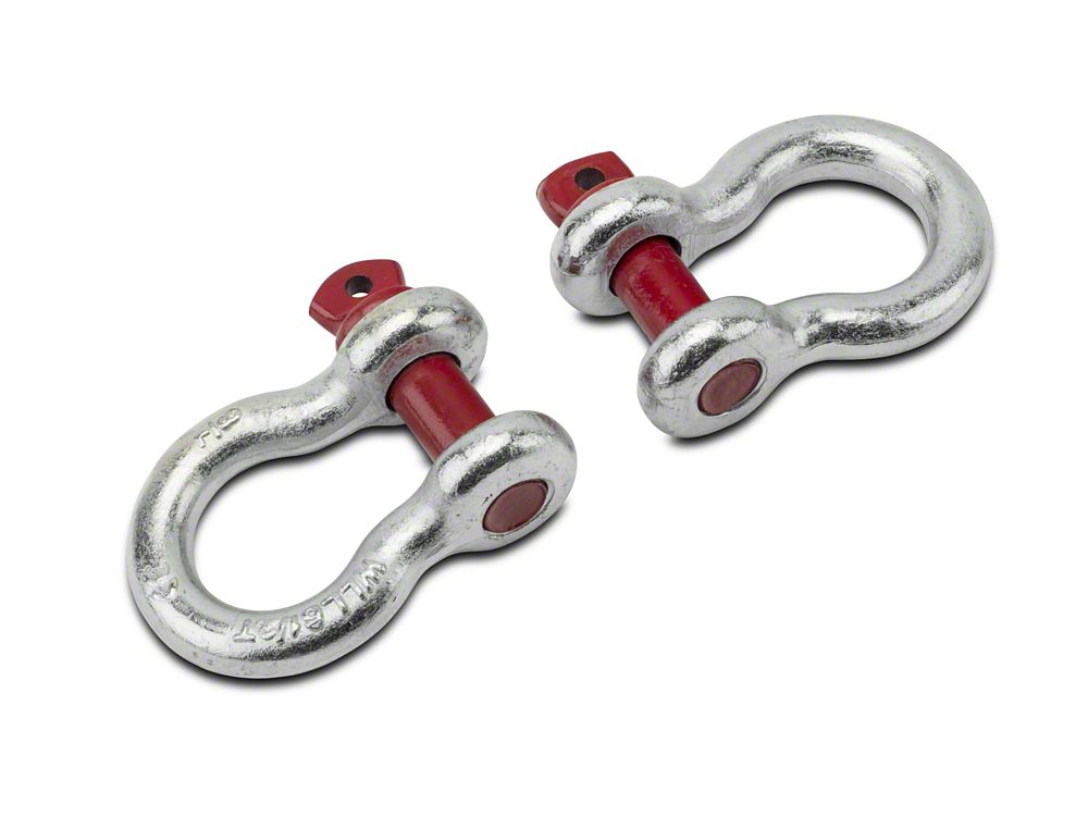 RedRock 7/8-Inch 13,500 lb. D-Ring Shackles; Silver | RedRock