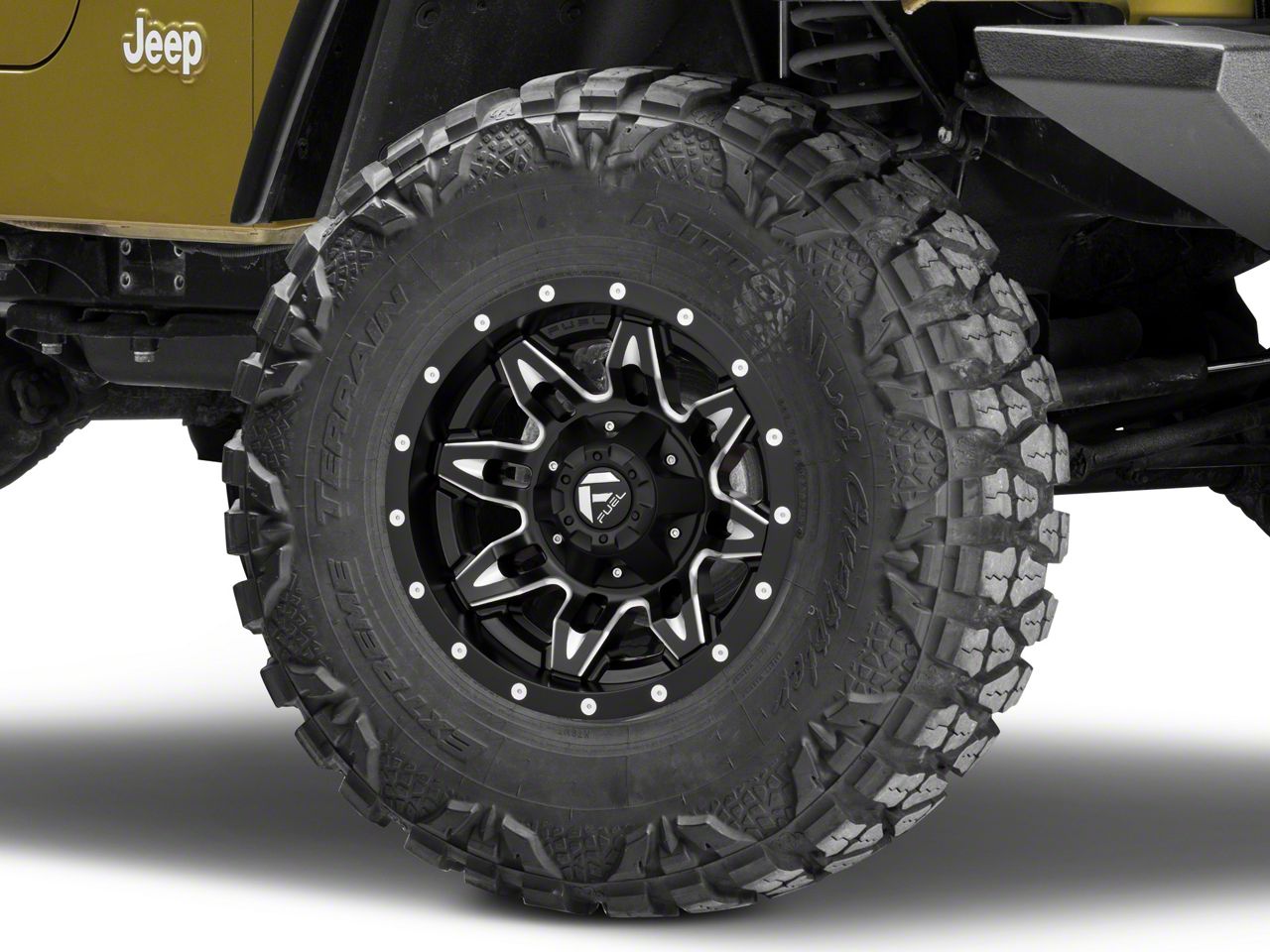 Fuel Wheels Jeep Wrangler Lethal Matte Black Milled Wheel; 15x8 ...