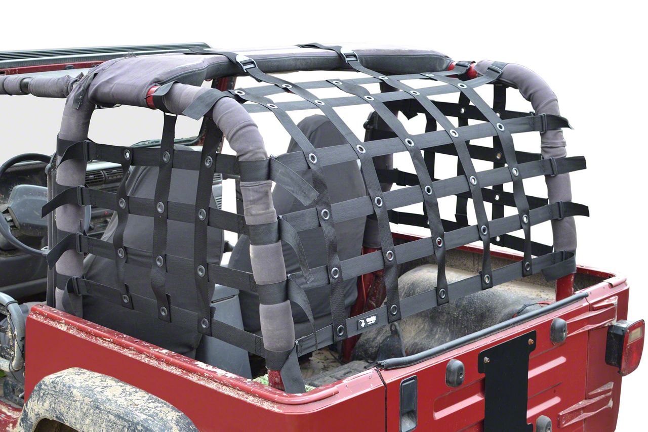 Steinjager Jeep Wrangler Rear Teddy Top Premium Cargo Net - Black ...