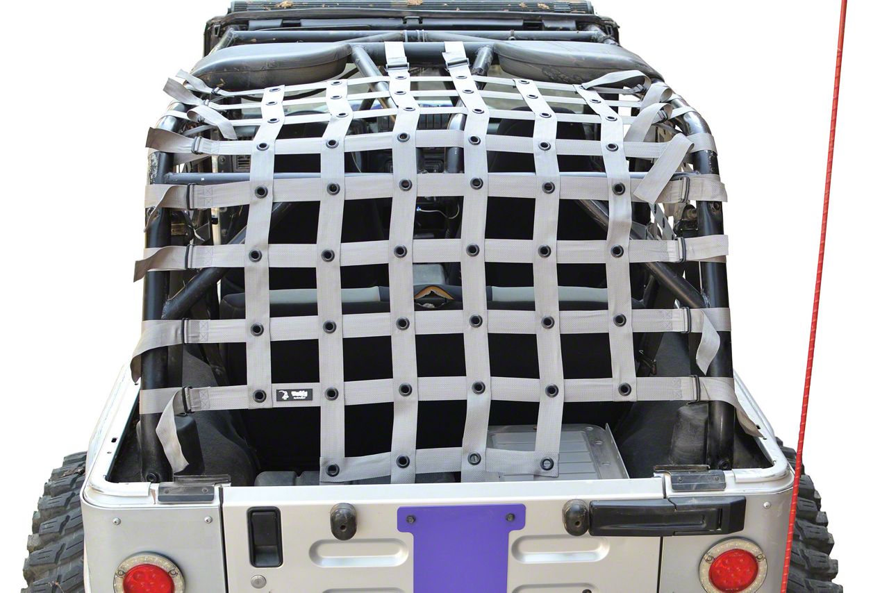 Steinjager Jeep Wrangler Rear Teddy Top Premium Cargo Net - Gray ...