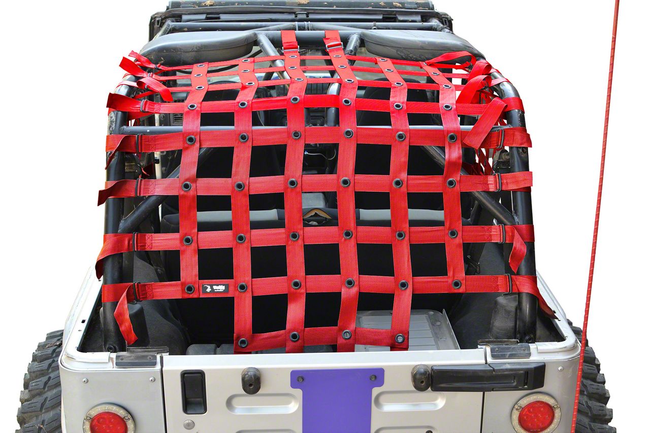Steinjager Jeep Wrangler Rear Teddy Top Premium Cargo Net - Red ...