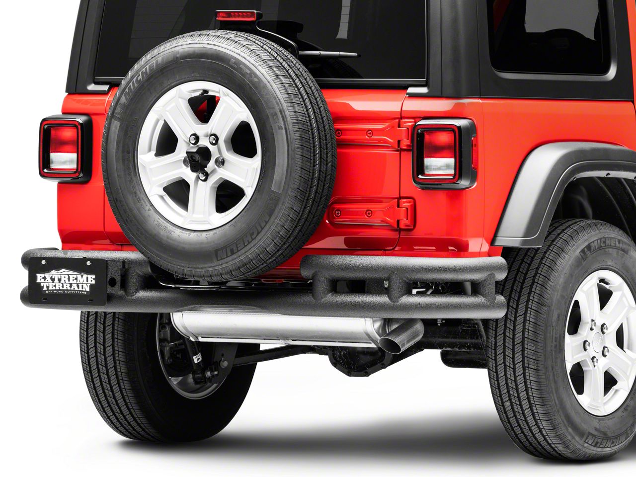 RedRock Jeep Wrangler Tubular Rear Bumper with Wrap Around; Textured ...