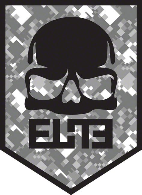 SEC10 Jeep Wrangler ELiTE Skull Badge Decal; Gray Digital Camo ATJ ...