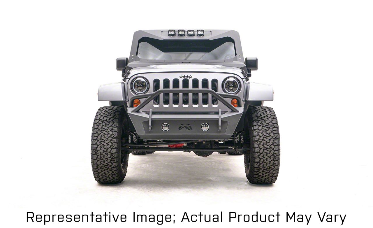 Fab Fours Jeep Wrangler Front Stubby Grumper; Bare Steel GR1000-B (07 ...