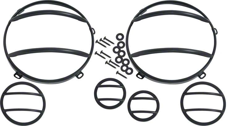 Jeep Wrangler Headlight and Marker Light Guards; Gloss Black (07-18 ...