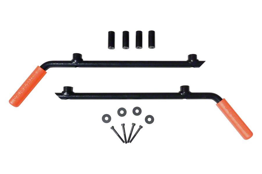 Grabars Jeep Wrangler Genuine Solid Steel Front Grab Handles Orange Grips 1008o 18 24 Jeep