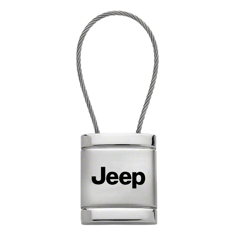 Jeep Wrangler Key Chain; Jeep Satin-Chrome Cable Key Fob