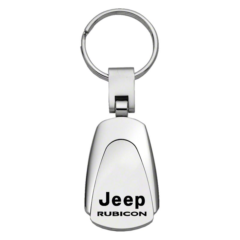 Jeep Wrangler Key Chain; Rubicon Black Leather Teardrop Key Fob