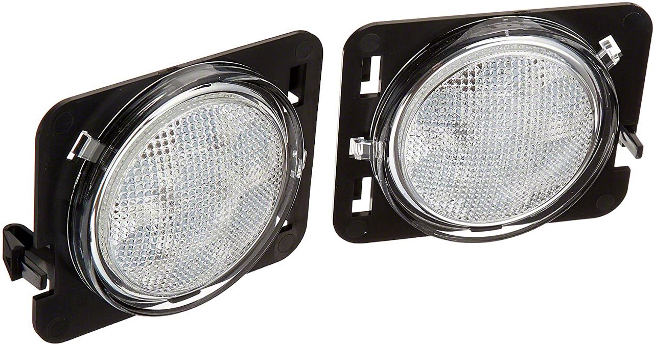 Jeep Wrangler Amber LED Round Front Fender Light; Clear (07-18 Jeep ...