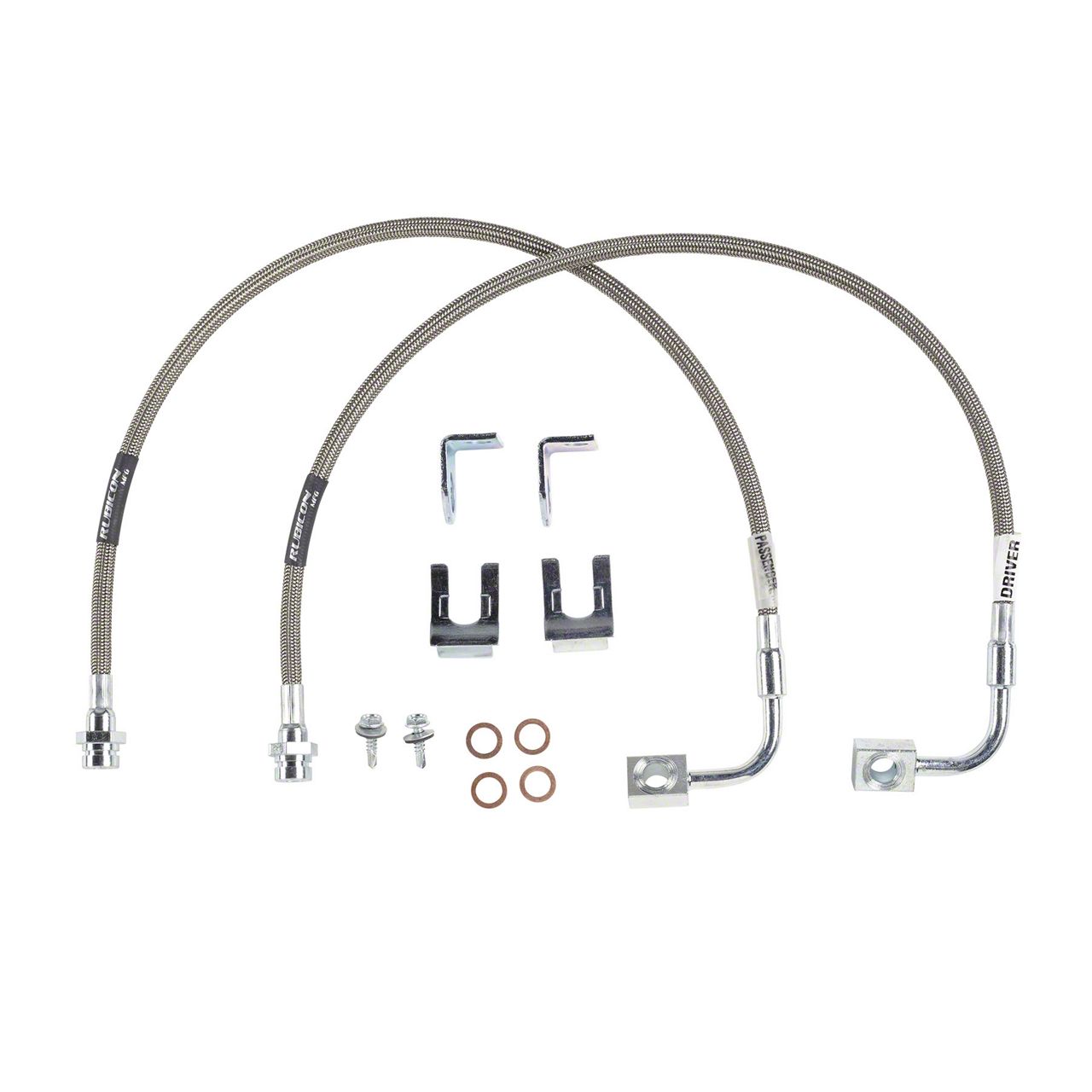 Rubicon Express Jeep Wrangler Front Stainless Steel Brake Lines w/ 4.5 ...