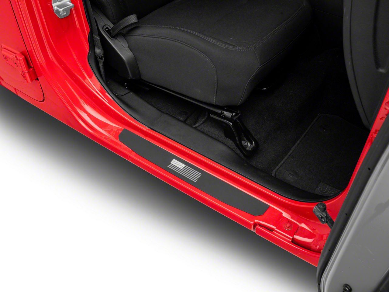 RedRock Jeep Wrangler Door Sill Entry Guards with Flag; Black J150585 ...