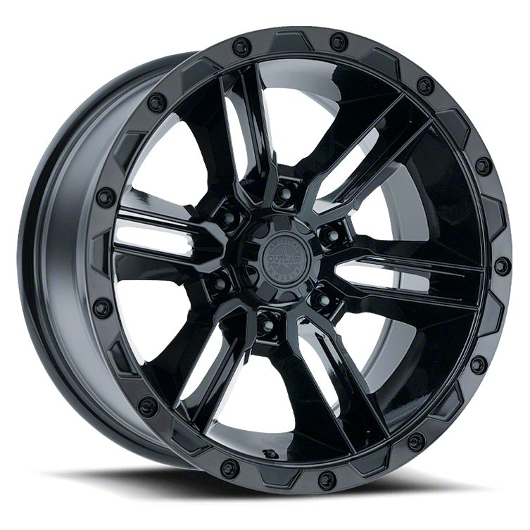 American Outlaw Wheels Jeep Wrangler Railcar Gloss Black with Machined ...