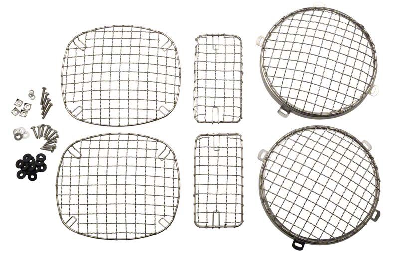Jeep Wrangler Wire Mesh Headlight Guard Set; Polished Stainless Steel ...