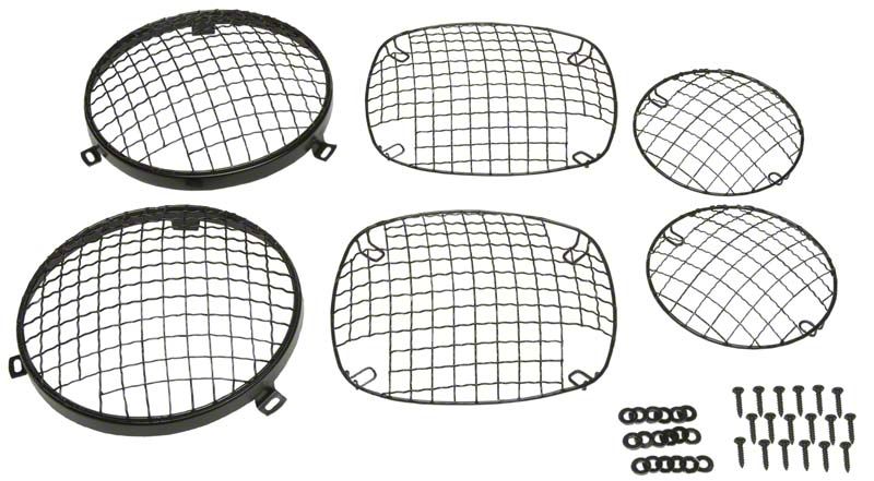 Jeep Wrangler Wire Mesh Headlight Guard; Set of 6; Black Powder Coated ...