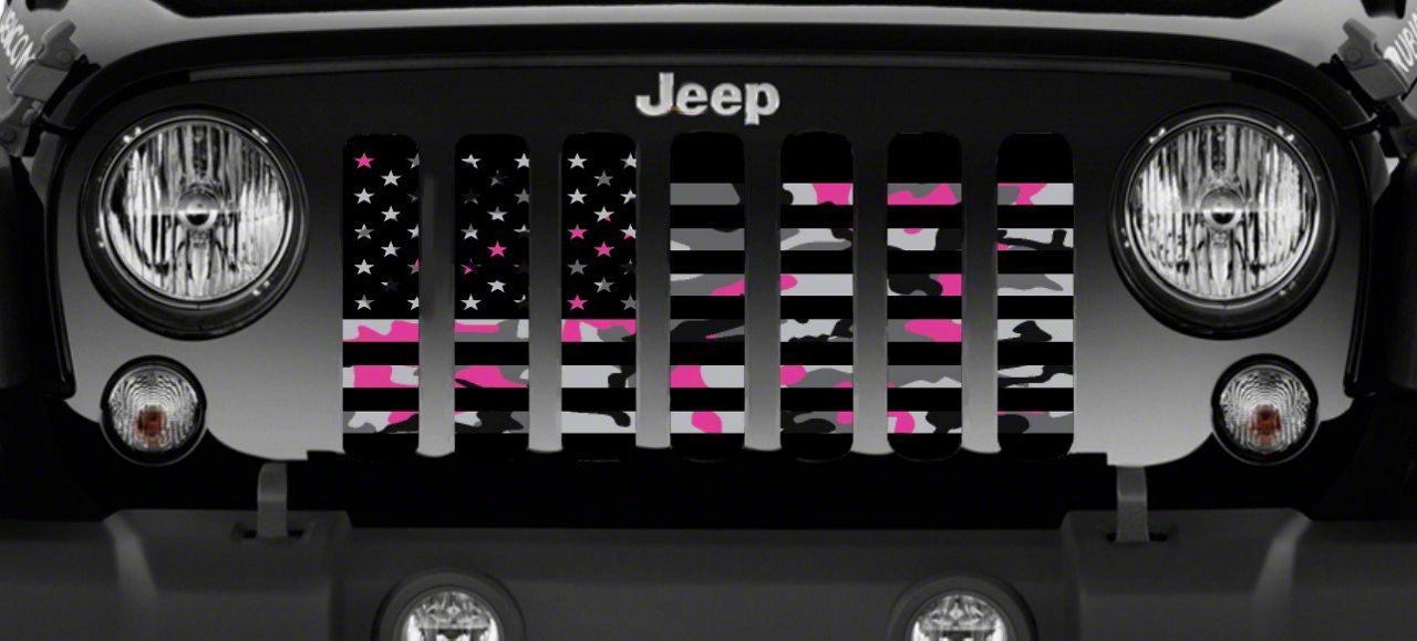 Jeep Wrangler Grille Insert; American Pink Camo (76-86 Jeep CJ5 & CJ7 ...
