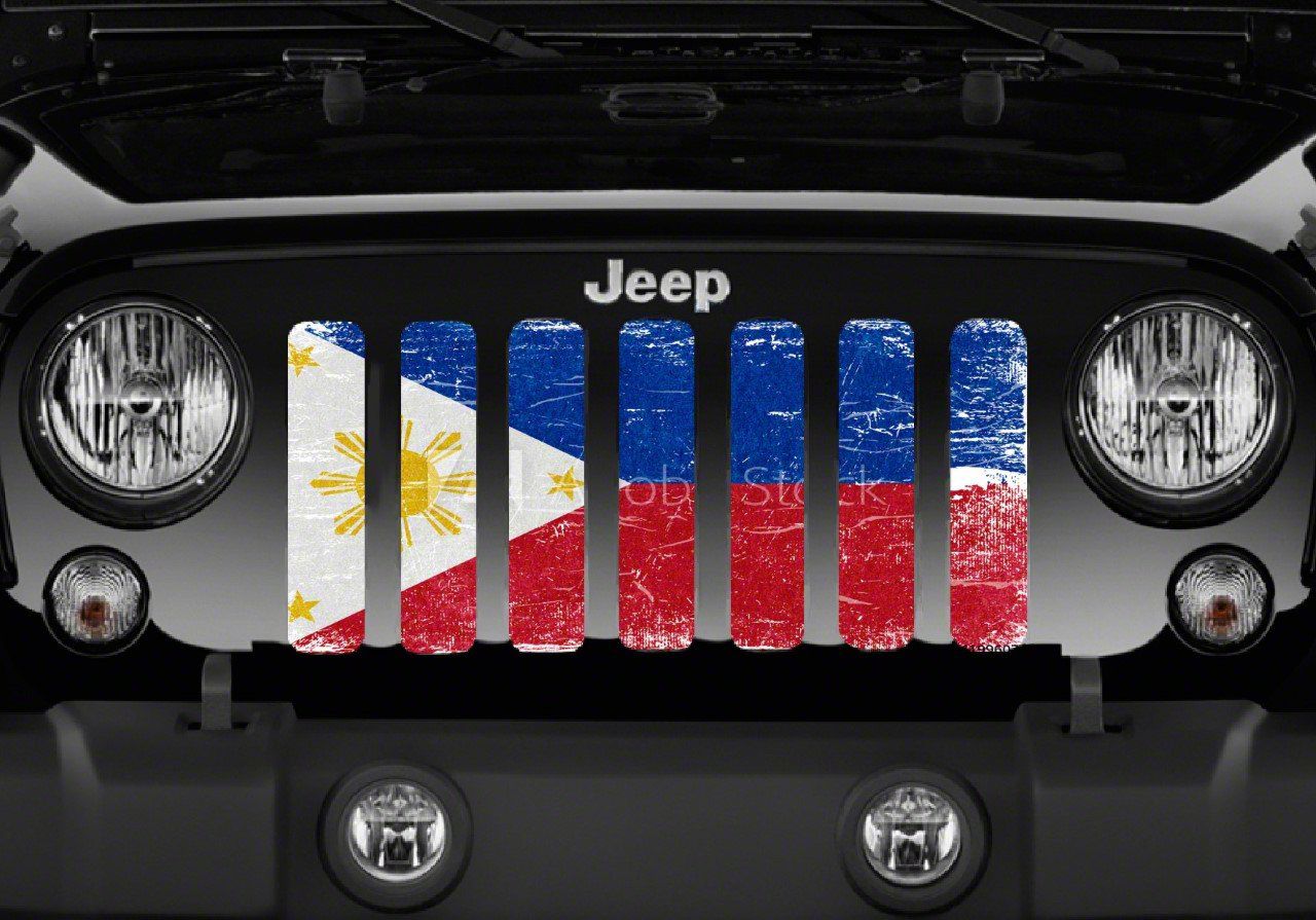 Jeep Wrangler Grille Insert; Filipino Flag (87-95 Jeep Wrangler YJ ...