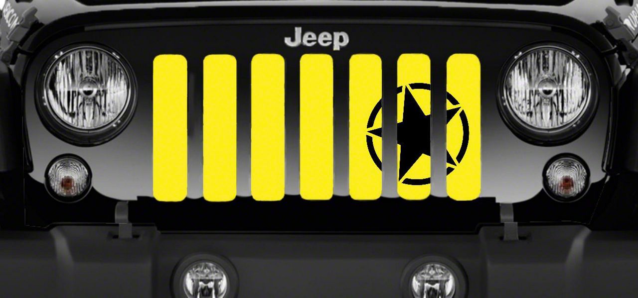 Jeep Wrangler Grille Insert; Oscar Mike Yellow (07-18 Jeep Wrangler JK ...