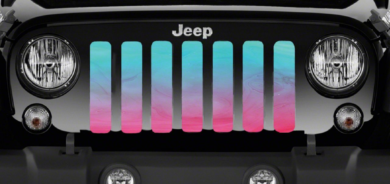 Jeep Wrangler Grille Insert; Pink and Teal Ombre (76-86 Jeep CJ5 & CJ7 ...