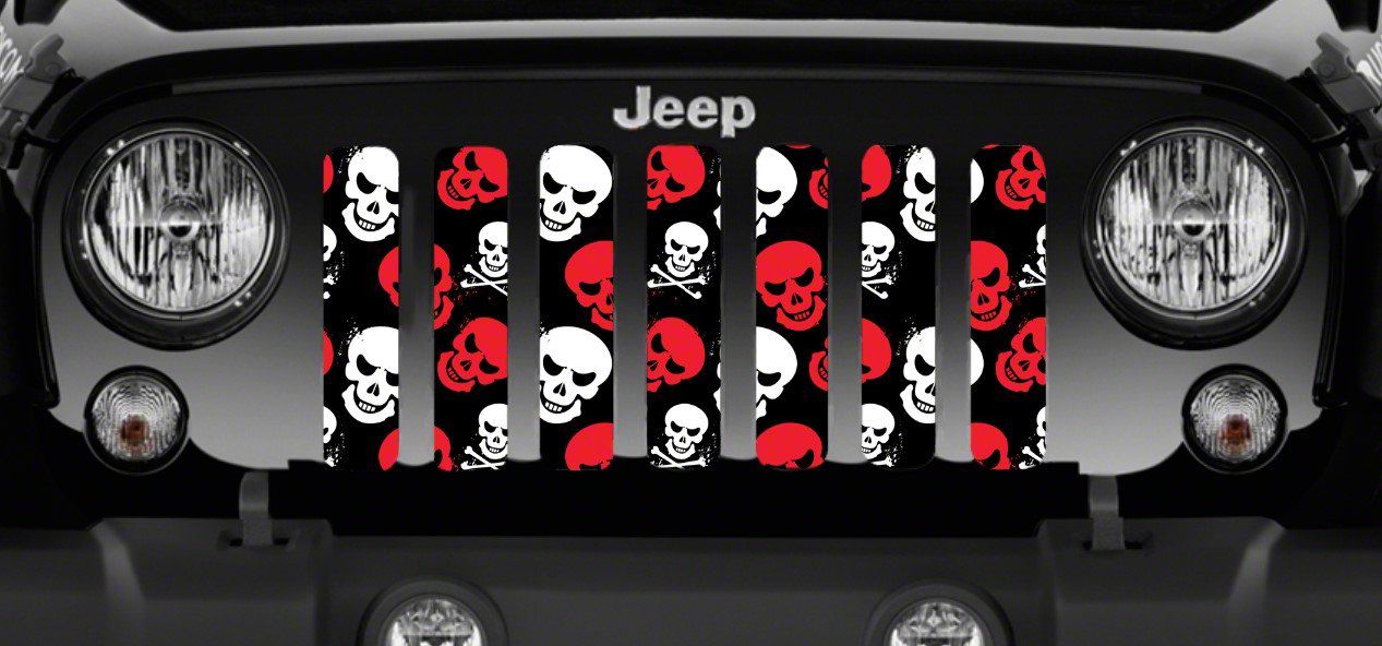 Jeep Wrangler Grille Insert; Red Skulls (07-18 Jeep Wrangler JK) - Free ...
