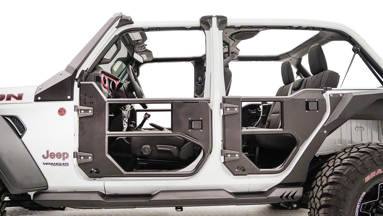Fab Fours Jeep Gladiator Half Front Tube Doors; Matte Black JL1032-1 ...