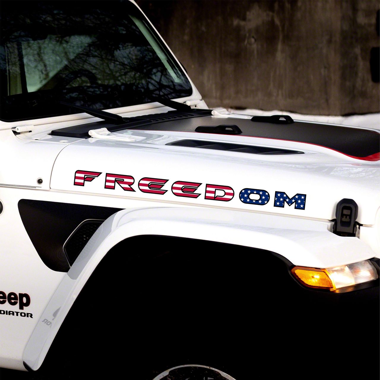 Jeep Wrangler FREEDOM Hood Lettering; Stars and Stripes; Set of 4 ...