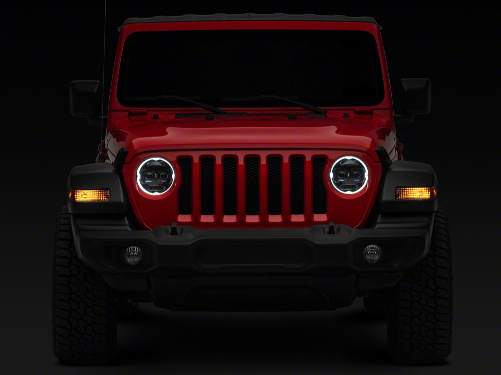 Raxiom Axial Series 9 Inch Angel Eye LED Headlights Black Housing Clear Lens 18 24 Jeep Wrangler JL Raxiom