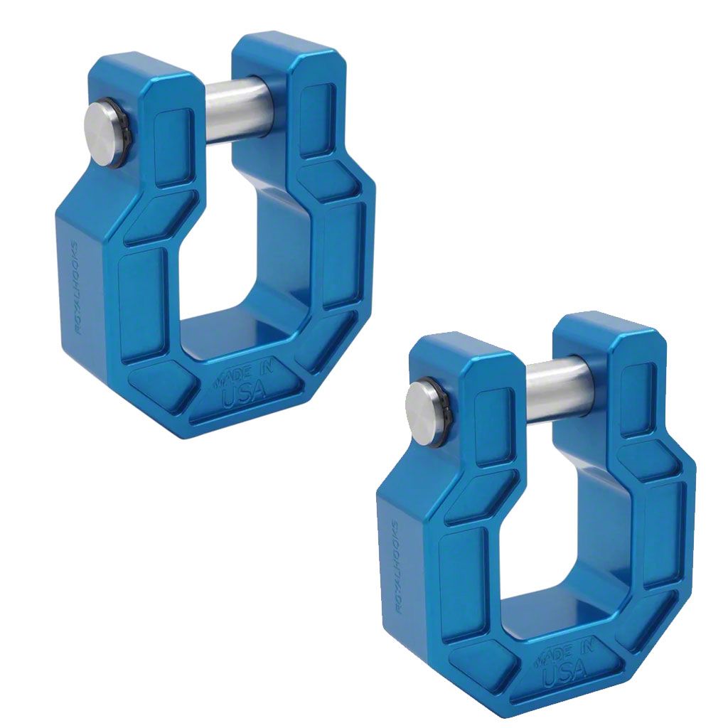 Royal Hooks Jeep Gladiator Aluminum Royal Show Shackles; Blue RHO-12017 ...